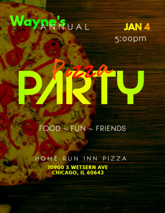 PIzza Party Flyer Template | PosterMyWall