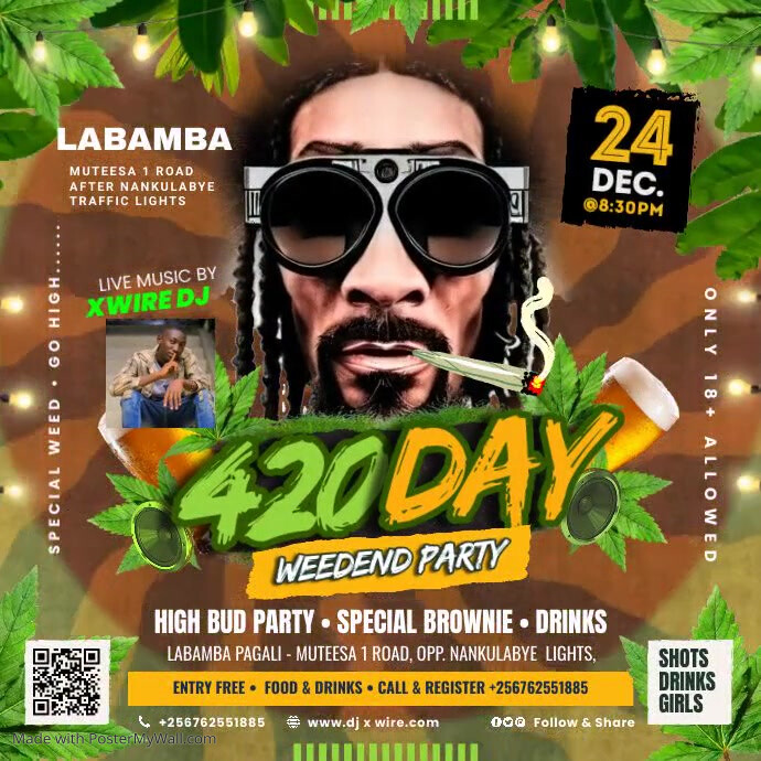 420 Day Weed Party Post Template | PosterMyWall