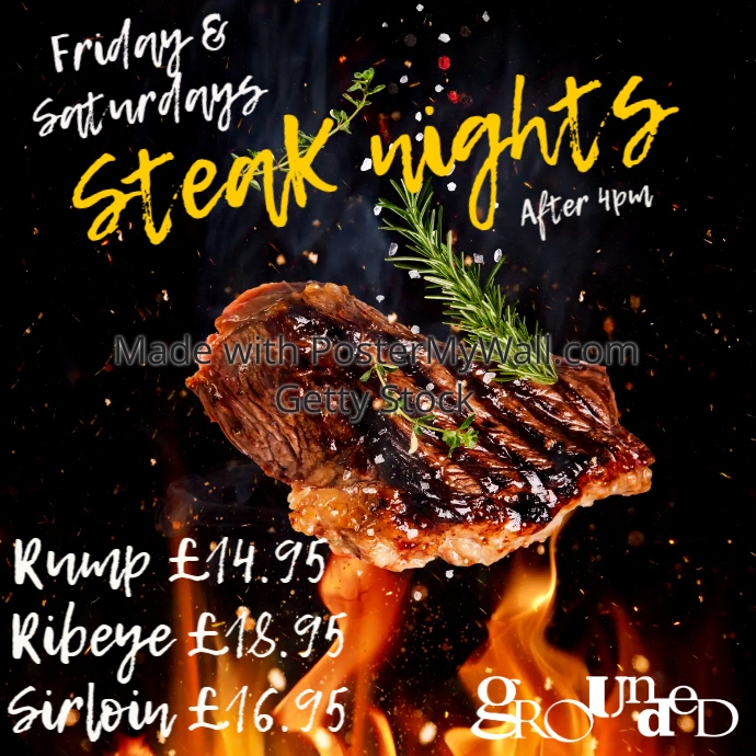 it's time for steak white and yellow colors a | PosterMyWall