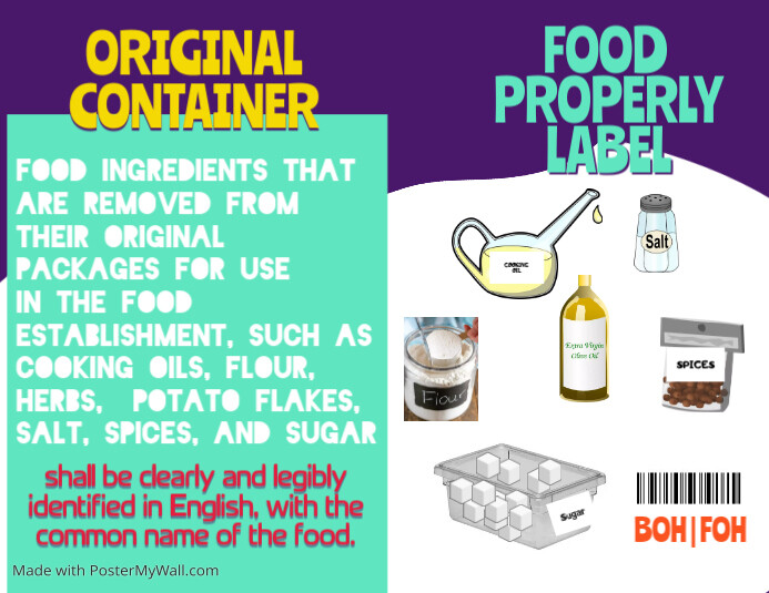 Copy of 10D EN-FOOD PROPERLY LABELED ORIGINAL CONTAINER | PosterMyWall