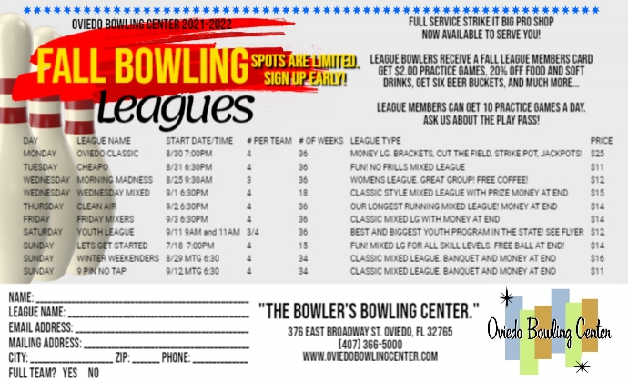 2020 Fall Leagues | PosterMyWall