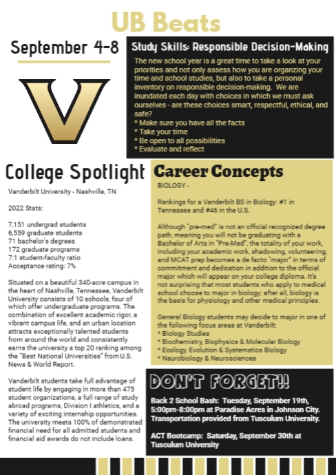 UB Beats Sept 4-8 | PosterMyWall