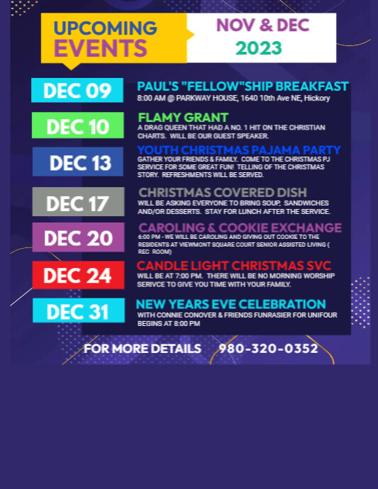 NOV & DEC EVENTS | PosterMyWall