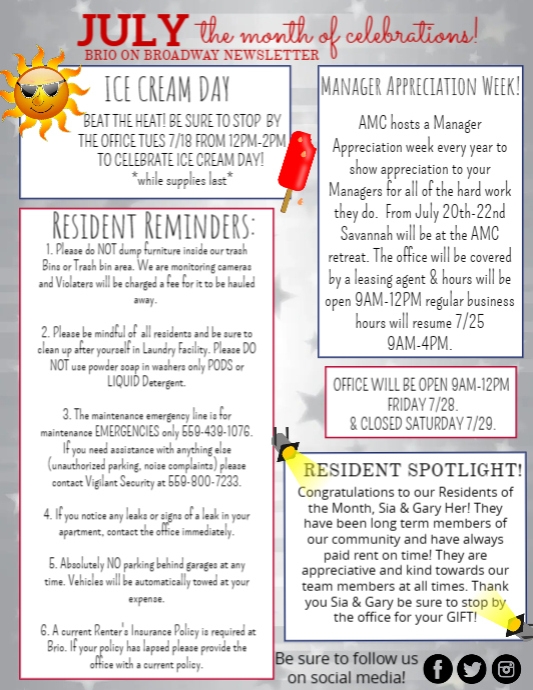 Copy of July Newsletter, Newsletter | PosterMyWall