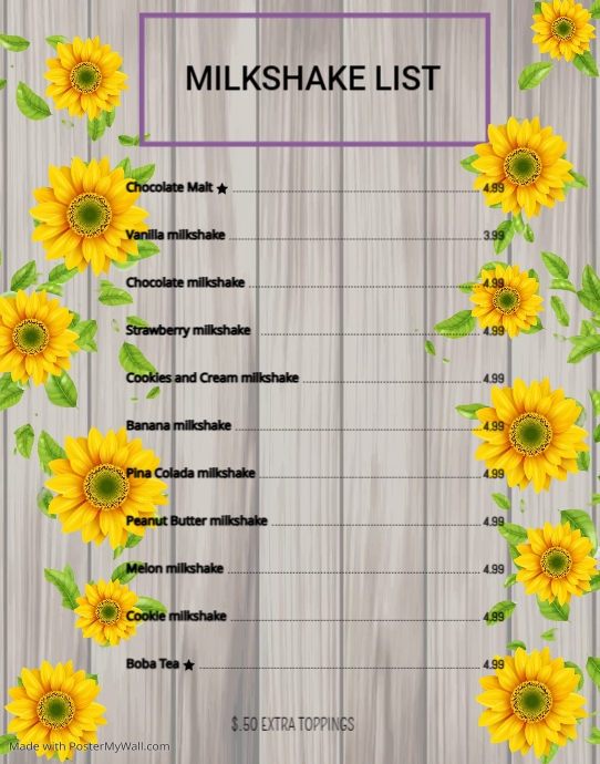 milkshake menu | PosterMyWall