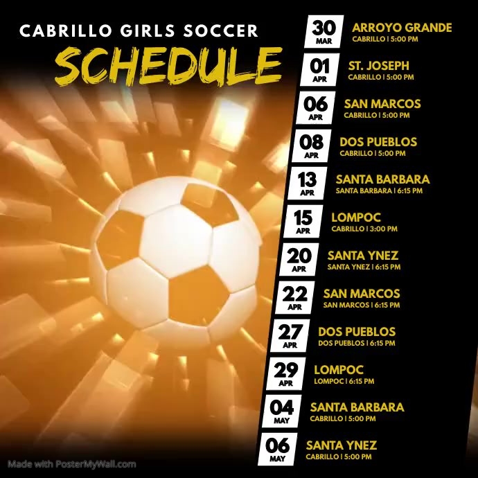Soccer Monthly Schedule Decemeber | PosterMyWall