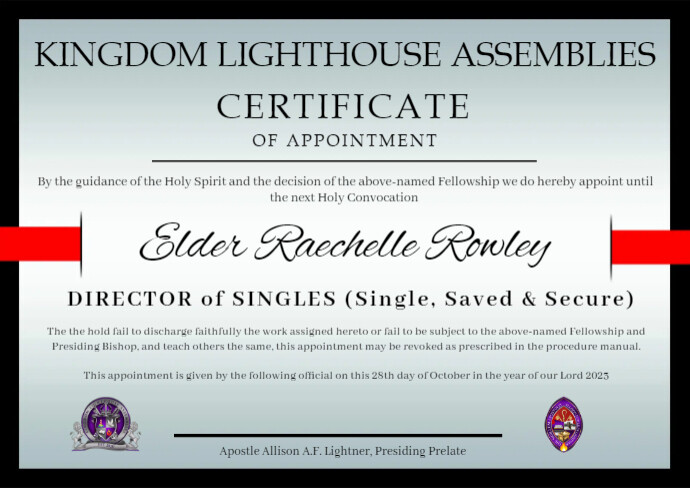 Raechelle Director Certificate | PosterMyWall