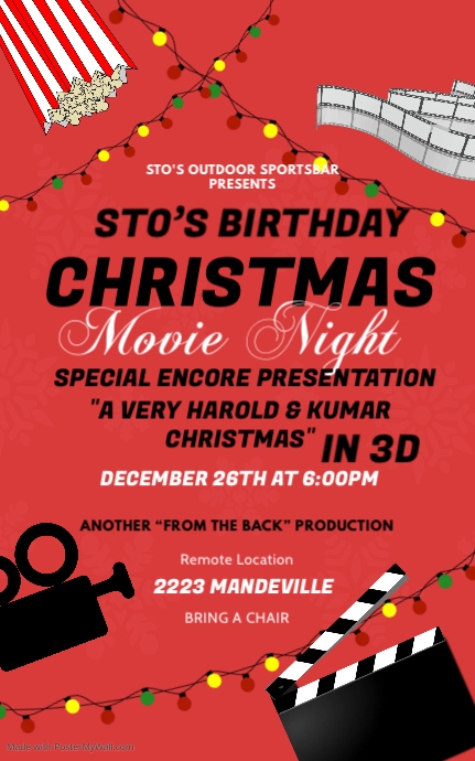 Copy of Christmas Movie night flyer design Template | PosterMyWall