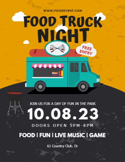 Free Entry Food Truck Festival Flyer Template | PosterMyWall