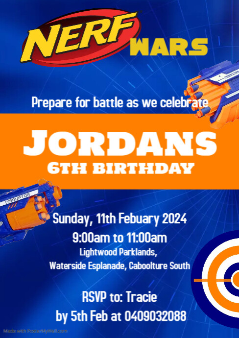 Nerf Birthday Invitation 4 | PosterMyWall