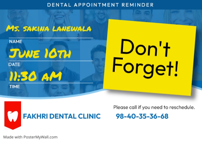 Dental Appointment Reminder | PosterMyWall