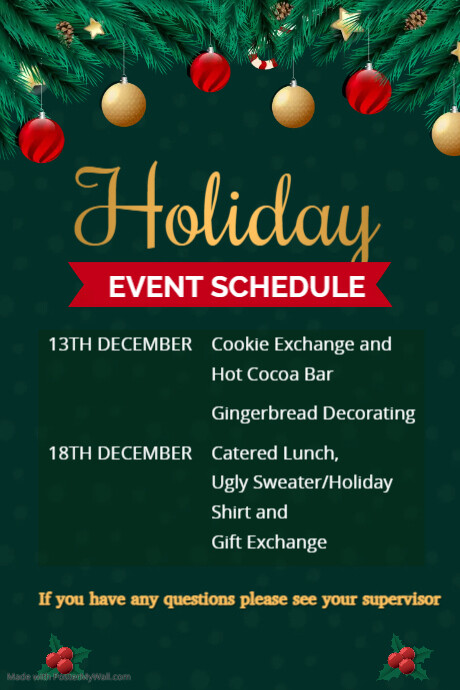 Christmas event schedule | PosterMyWall