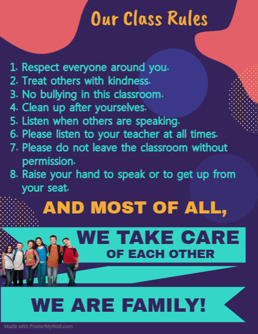 Class Rules and Procedures Square Image Template | PosterMyWall
