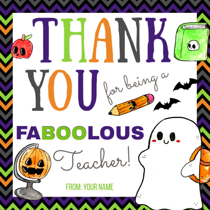 Copy of Faboolous Teacher Halloween Gift Tag Template, Faboolous ...