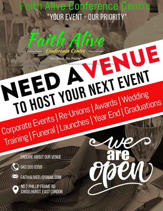 FACC VENUE HIRE Template | PosterMyWall