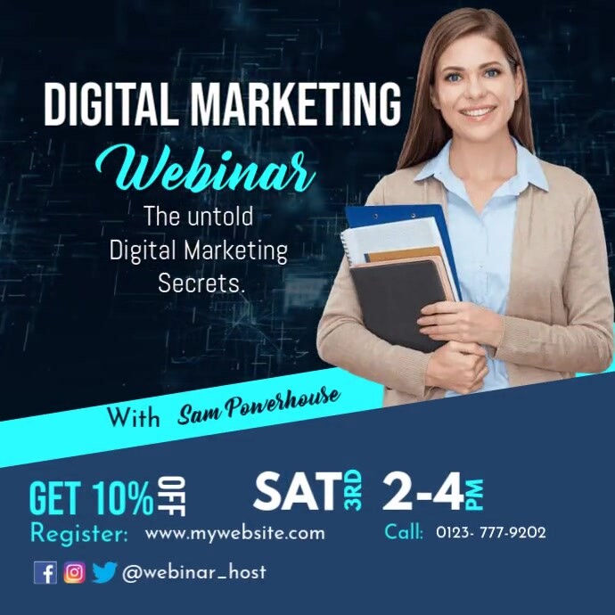 Copy of facebook, instagram webinar ad template | PosterMyWall