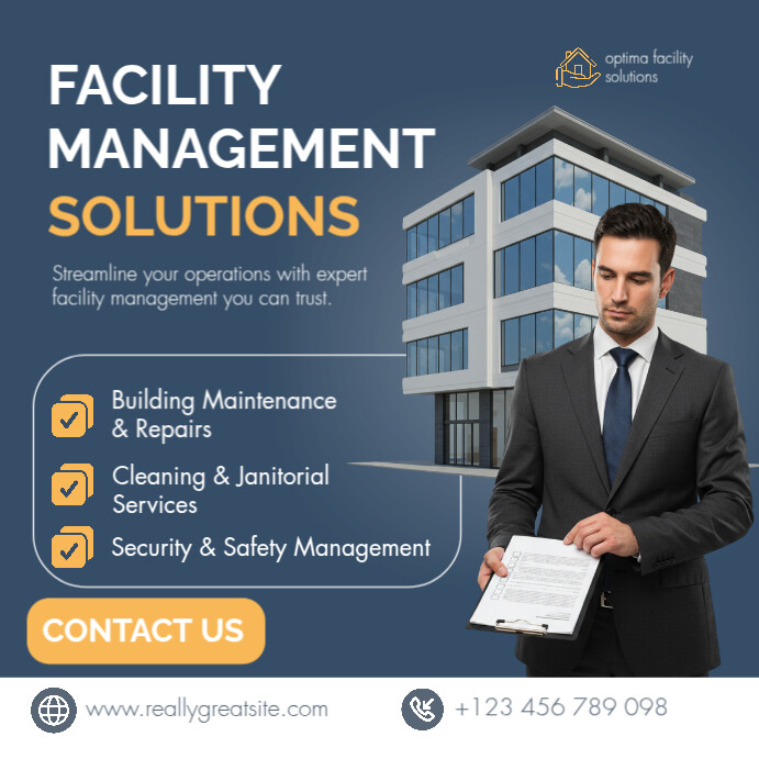 Facility Management Services Poster Template – Building Maintenance ...