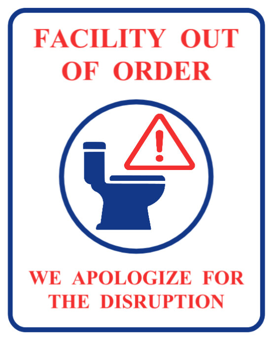 Facility Out of Order Sign Template toilet Printable Apology for ...