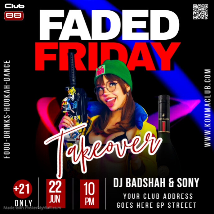 faded friday night club party Template | PosterMyWall