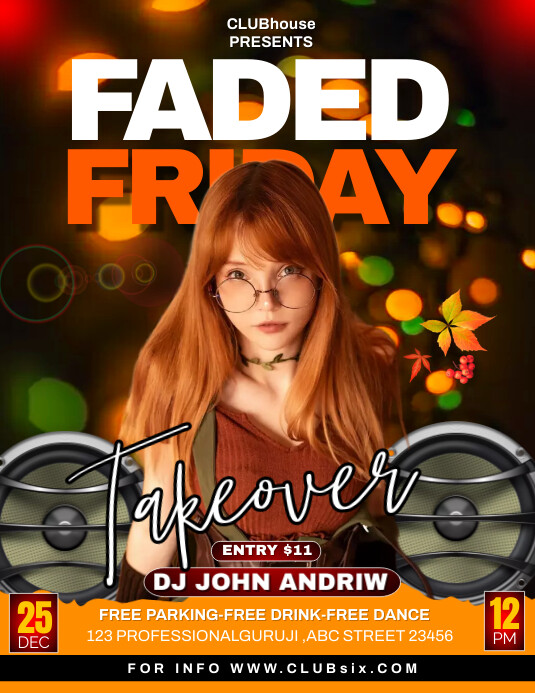 faded friday night party Template | PosterMyWall