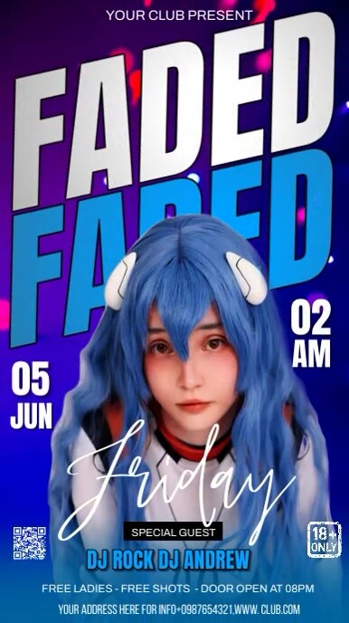 Plantilla de faded friday night party | PosterMyWall