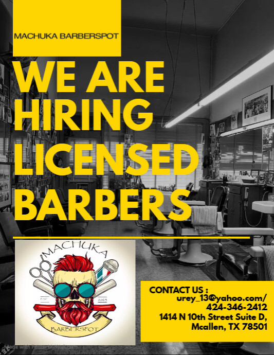 Copy of We're hiring barber shop flyer advertisement | PosterMyWall