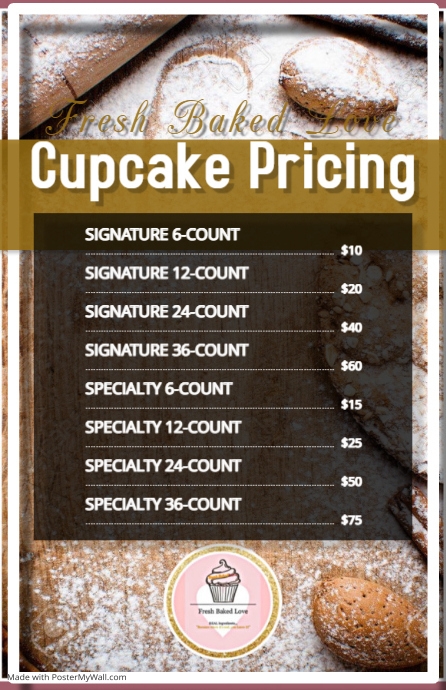 Cupcakes Pricing 2022 | PosterMyWall