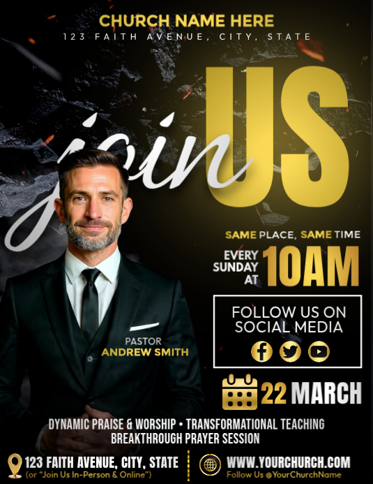Modèle Faith Filled Sunday Worship Gathering | PosterMyWall