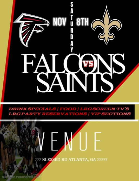 Falcons vs Saints NFL Template | PosterMyWall