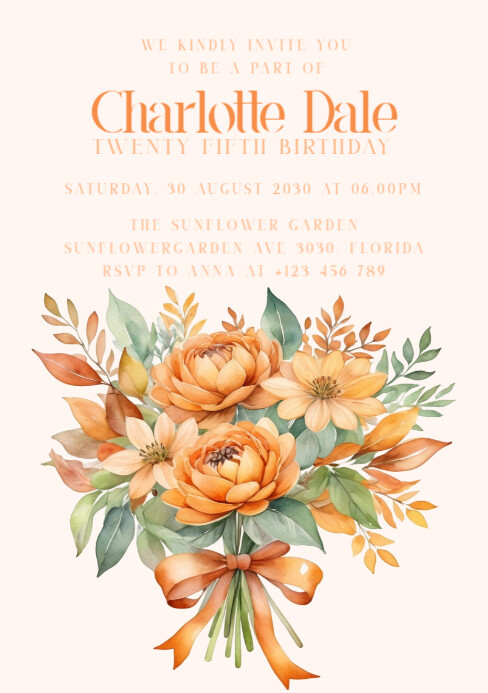 Copy of Fall/autumn floral bouquet birthday invitation | PosterMyWall