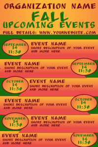 Fall Autumn Upcoming Events Calendar 5 Template | PosterMyWall