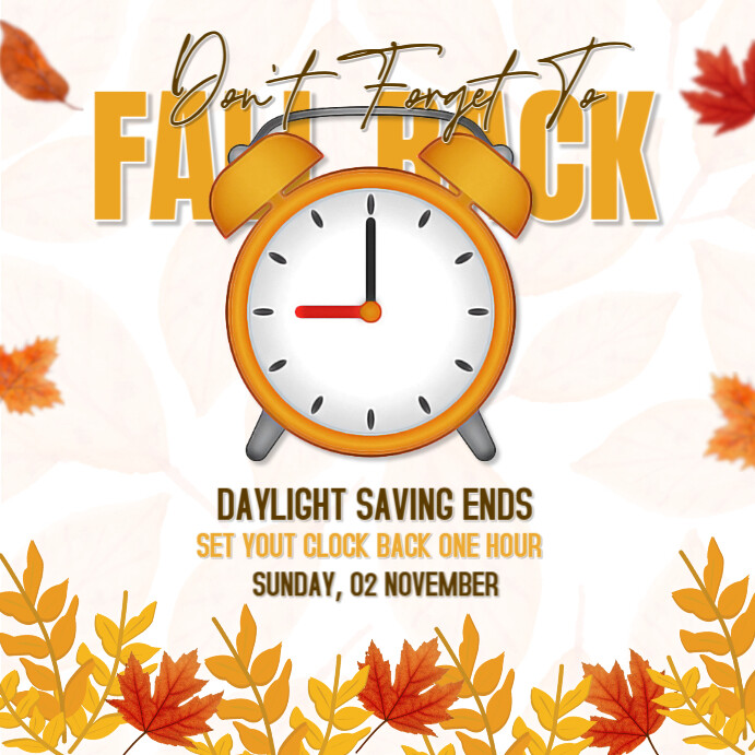 Fall Back Clock Reminder Template | PosterMyWall