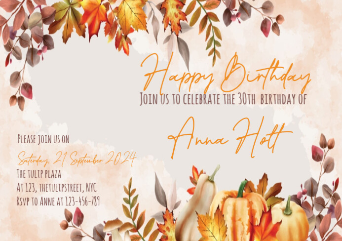 fall birthday party invitation Template | PosterMyWall