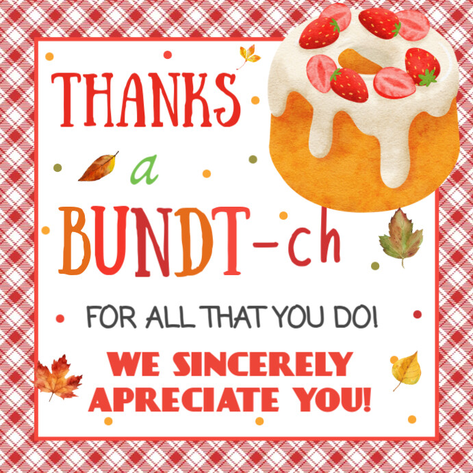 Fall Bundt Cake Sign, Fall Bundt Cake Gift Tag Template | PosterMyWall