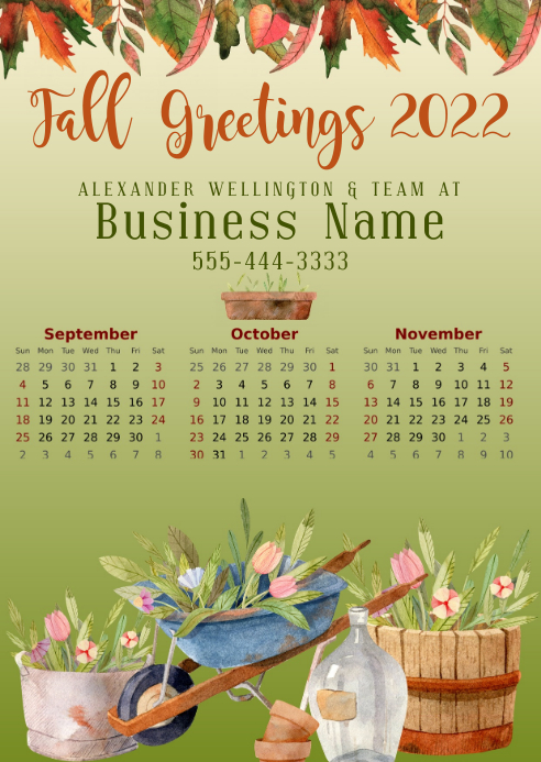 Fall Business Promotional Calendar Postcard | PosterMyWall