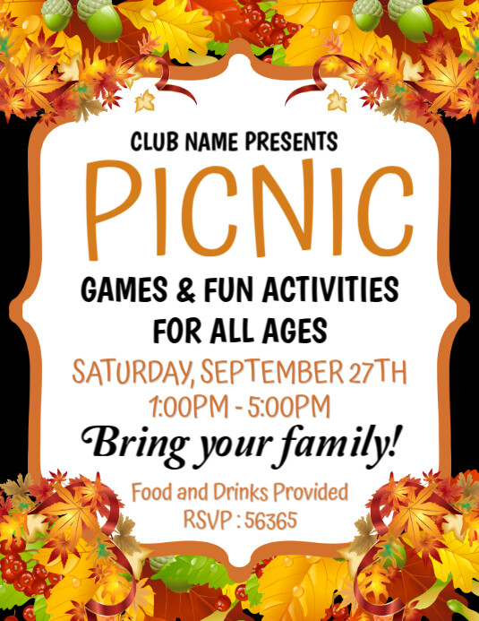Fall Company Picnic Invitation Template | PosterMyWall
