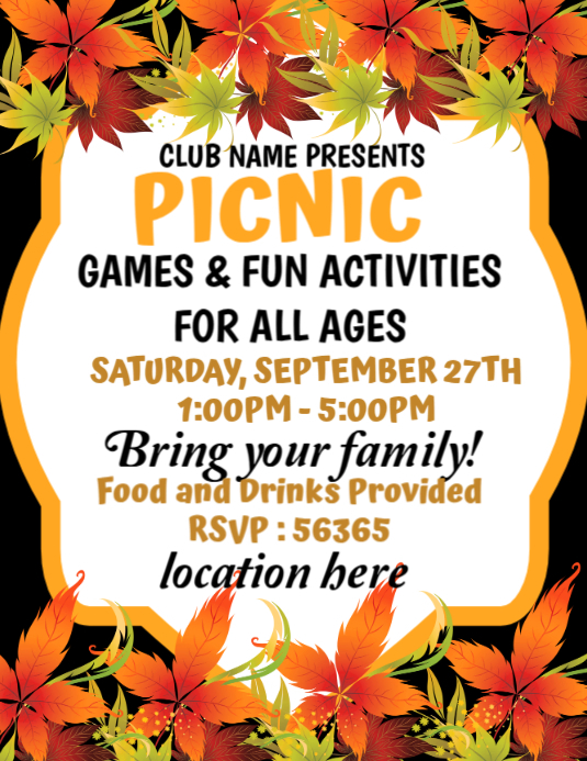 fall company picnic party poster Template | PosterMyWall