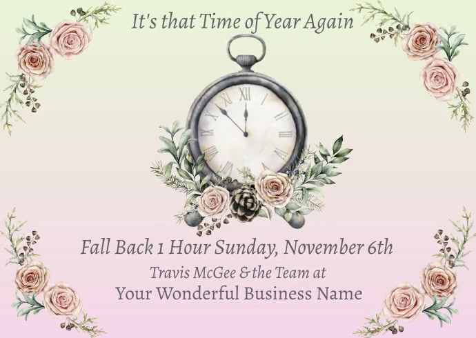 Copy of Fall Daylight Savings Time Change Fall Back R | PosterMyWall