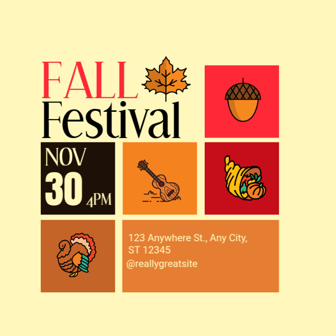 Fall Festival Promotion Instagram Post Template | PosterMyWall