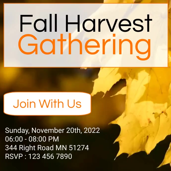Fall Harvest Gathering instagram poster Template | PosterMyWall