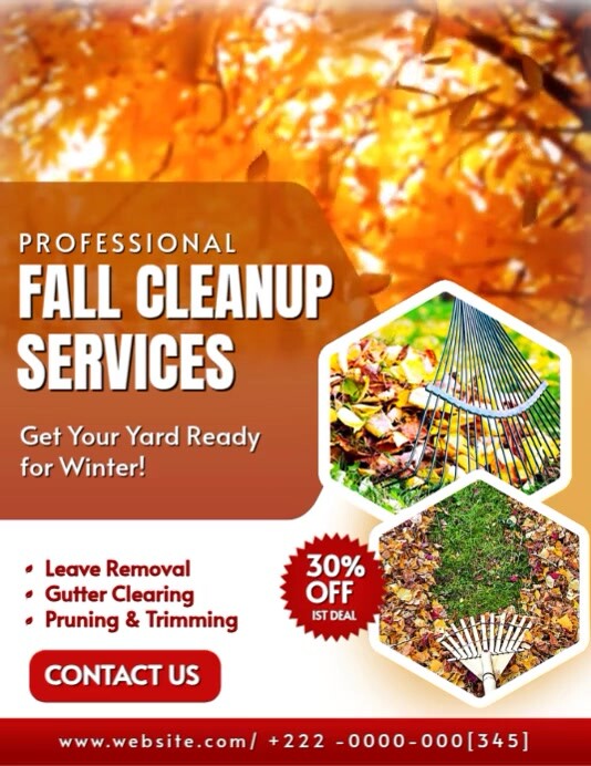 Fall Lawn Cleanup Flyer Template | PosterMyWall