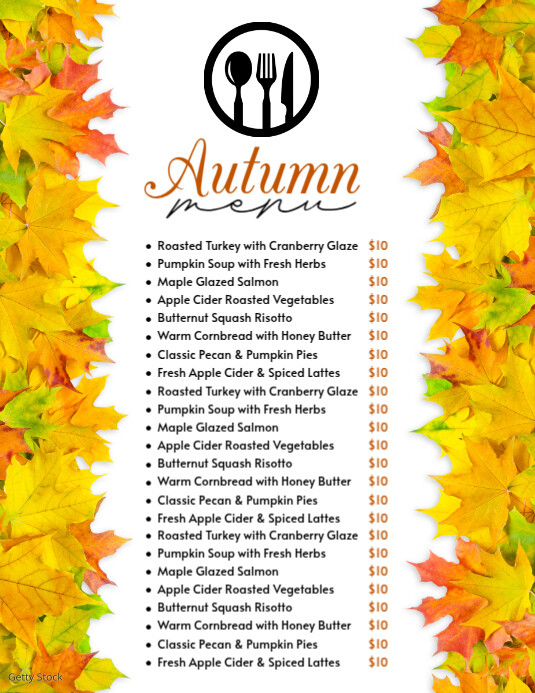 fall menu flyer Template | PosterMyWall