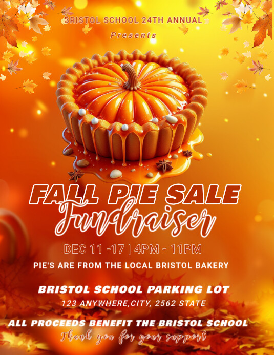 Fall Pie Fundraiser Flyer (us Letter) Template | PosterMyWall