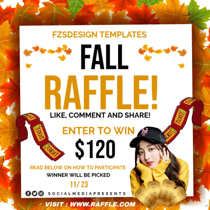 Fall Raffle Giveaway Flyer Template | PosterMyWall