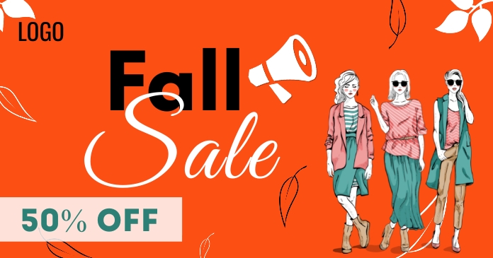Fall Sale 50% Off Facebook shared Image Templ Template | PosterMyWall