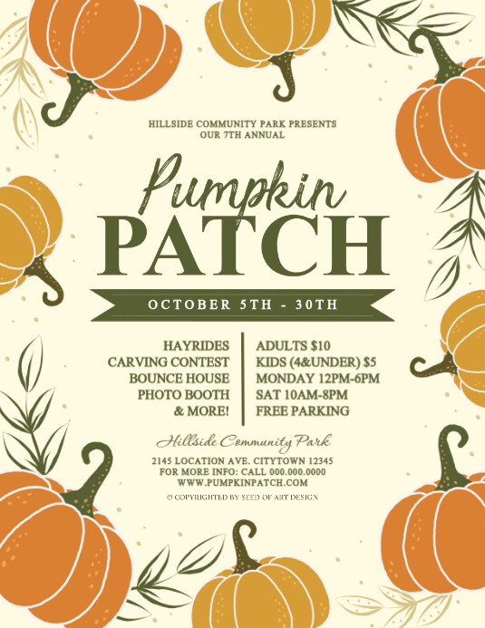 Copy of Fall Seasonal Pumpkin Patch Illustration Even | PosterMyWall