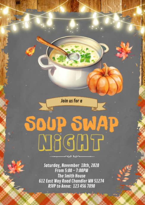 Fall soup swap party invitation Template | PosterMyWall
