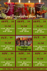 Fall Autumn Upcoming Events Calendar Template | PosterMyWall