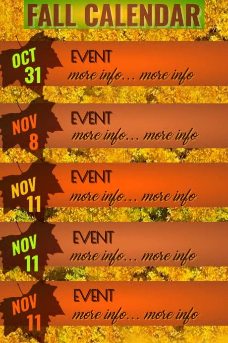 Fall Video Calendar Template | PosterMyWall