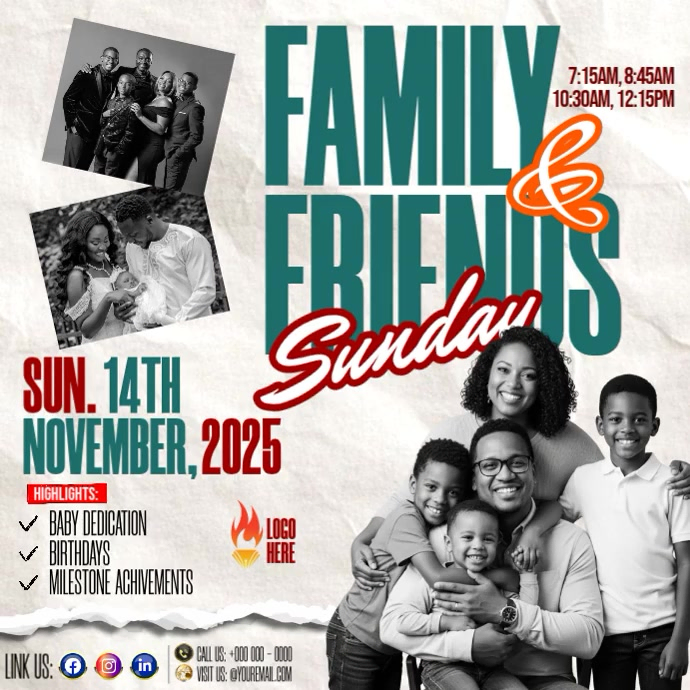 Copy of Family & Friends Sunday Celebration | PosterMyWall